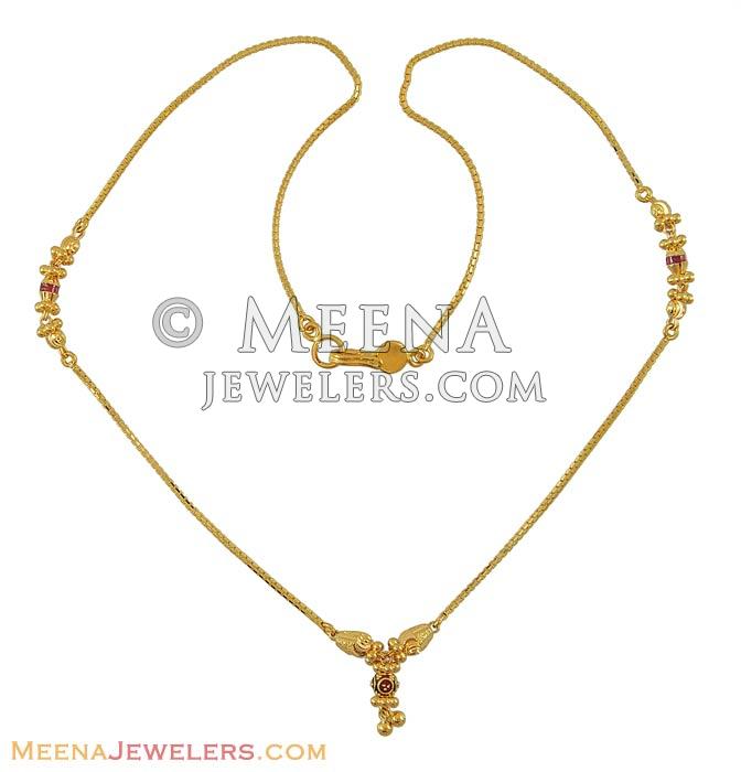 22k Gold Dokia Chain - ChFc7848 - 22k gold dokia style chain with gold ...