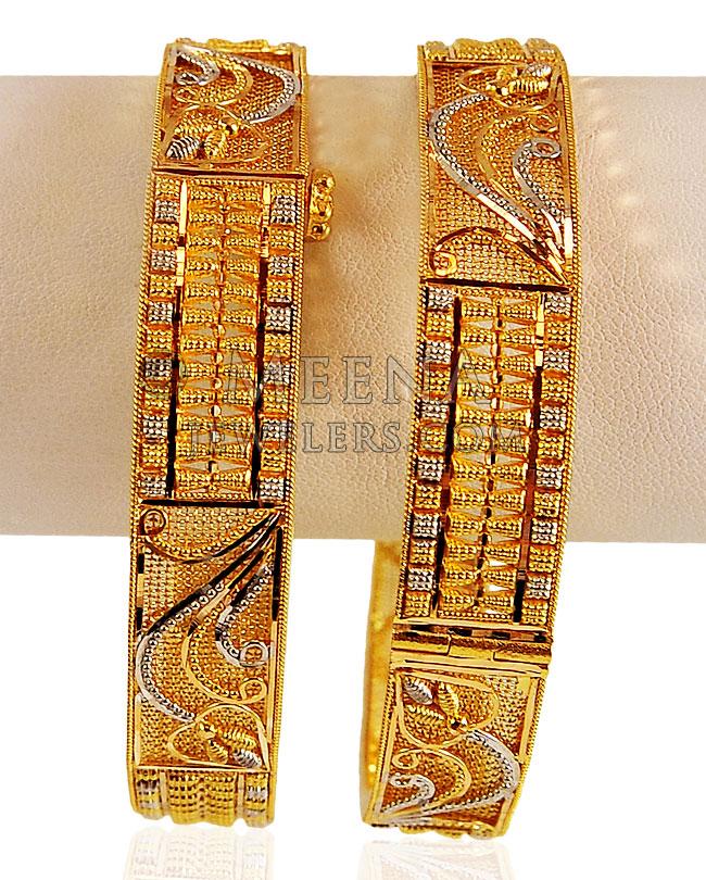 22K Gold Two tone Kada (2 Pc) - BaKa20708 - 22k Gold kadas (2 Pcs) are ... 22K Gold Two tone Kada (2 Pc) - BaKa20708 - 22k Gold kadas (2 Pcs) are ...