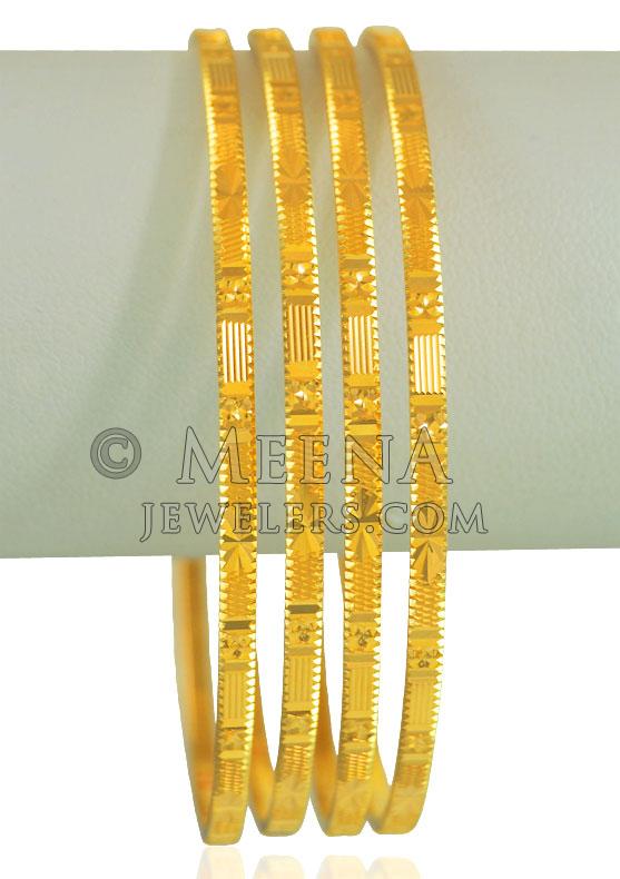22kt Gold Bangles Set (set of 4) - BaSt22703 - 22kt Gold Bangles Set ...