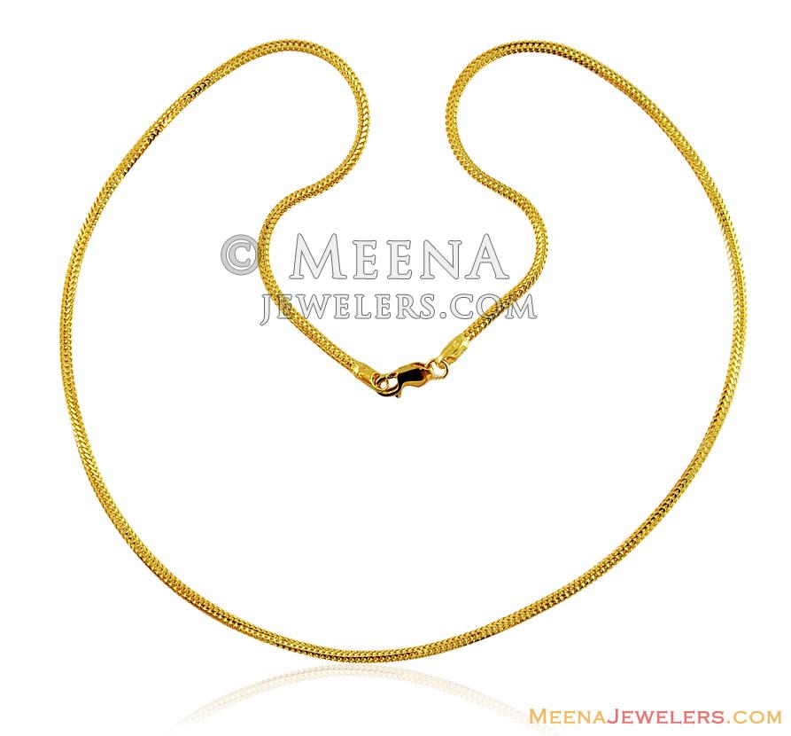 Snake Style Chain 22k Gold 18 in - ChPl15350 - 22K Gold Chain designed ...