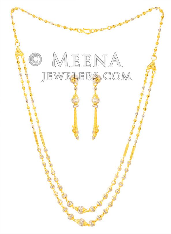 22Kt Gold Layered Necklace Set - StLs23639 - 22Kt Gold Balls necklace ...