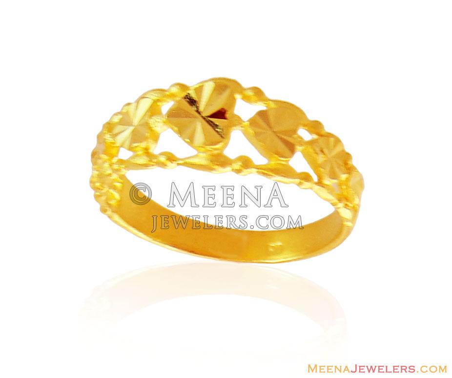 Ladies 22K Ring - RiLg16498 - 22k gold ring for ladies designed in a ...