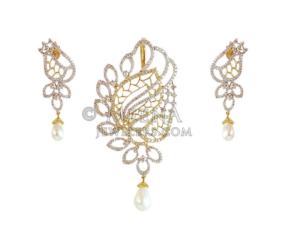 18kt Diamond Pendant Set - DiPs20129 - 18Kt Gold Pendant and Earring ...