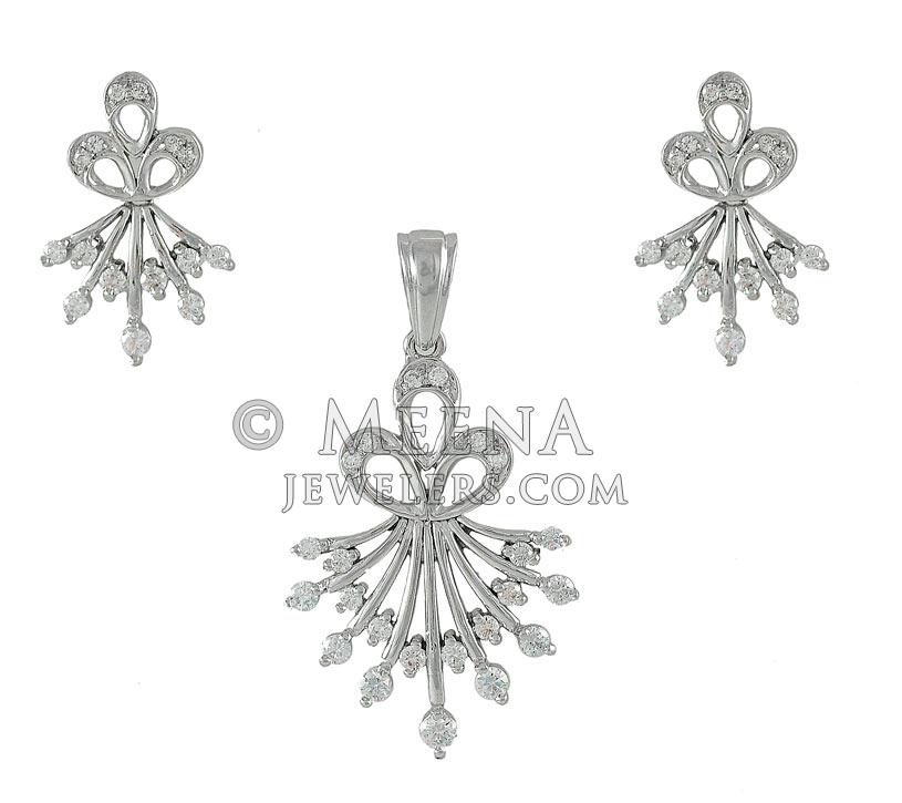 White Gold Pendant Set With Signity Stone - PsWg3790 - 18Kt White Gold ...