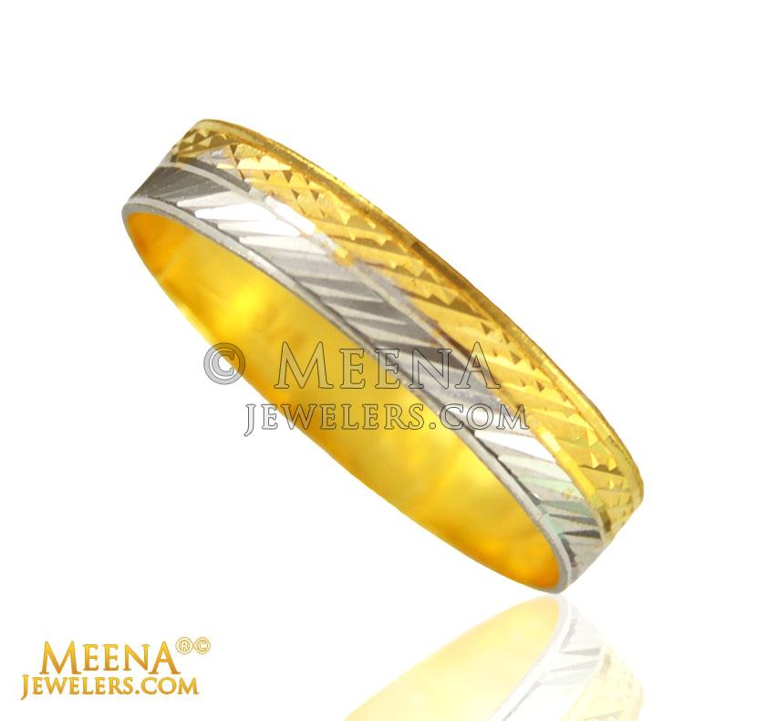 22Kt Gold Wedding Band - RiWb24528 - 22 Kt Gold two-tone Wedding Bands ...
