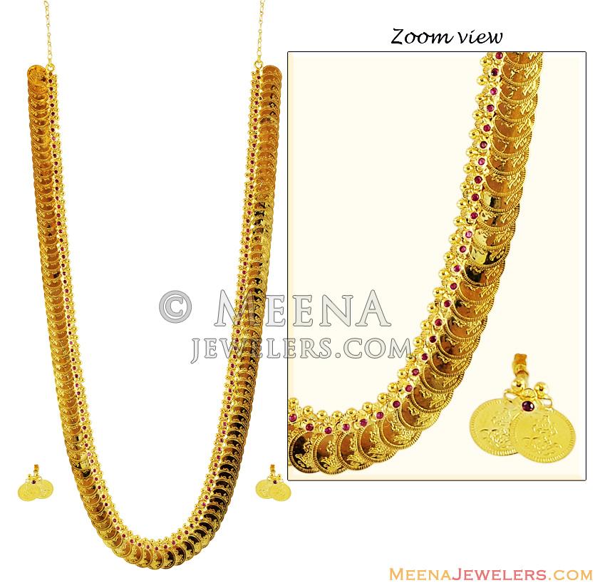 22K Gold Kasu Mala (Set) - StGo16030 - 22k Gold Kasu Mala Set, designed ...