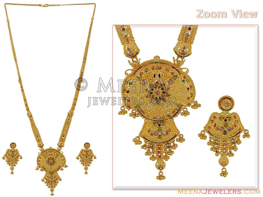 22K Gold Patta set with antique finish - StBr6586 - 22K Gold Long Patta ...