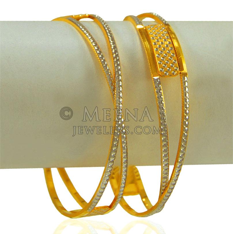 22k Gold Two Tone Bangle Kada - Bast24073 - 22k Gold bangle kada is ...
