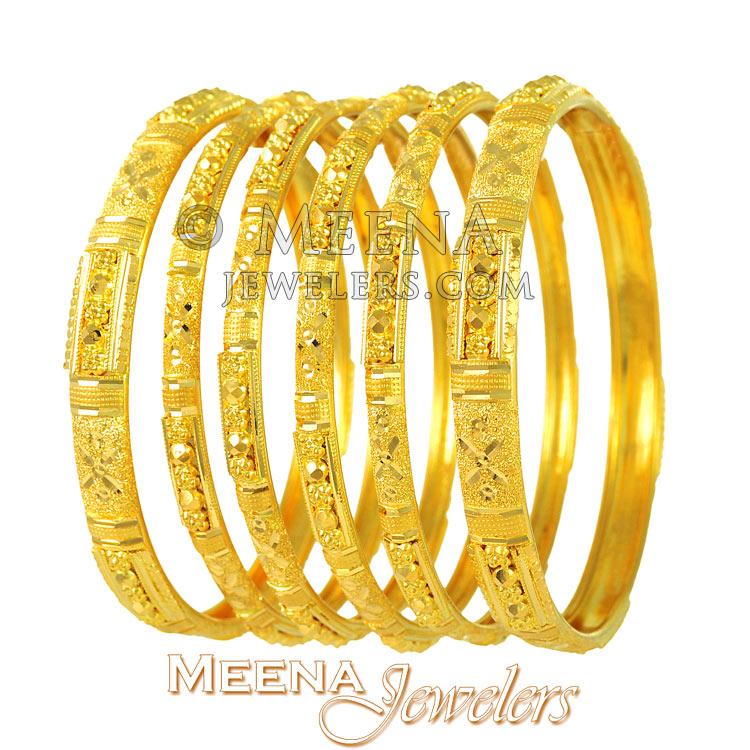 Indian Gold Bangles Set (22 Karat) - BaSt2613 - 22 Karat Indian Gold ...
