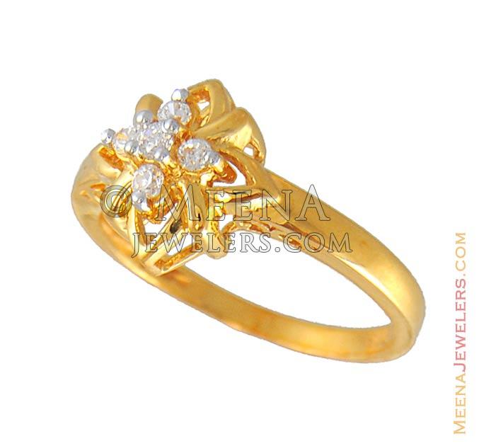 22Kt Gold Ladies Ring - RiLg4895 - 22K Gold Ladies Ring with star ...