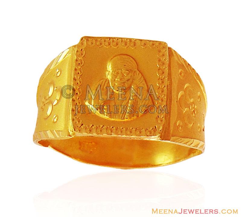 22k Gold Sai Mens Ring - RiMs16970 - 22K Gold Men's ring with embossed ...