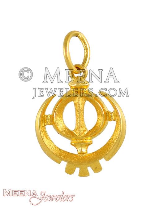 22Kt Khanda Pendant - PeFc3556 - 22Kt Gold Khanda Pendant.