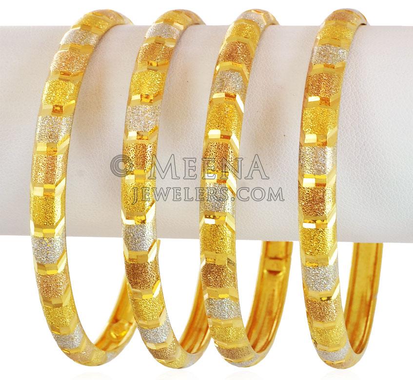 Tricolor Bangles Set 22k - BaSt17548 - 22k Yellow Gold Ladies Fancy ...