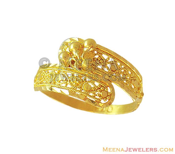 Traditional Indian Ladies Ring 22K - RiLg12462 - 22Kt Gold Ladies Ring ...