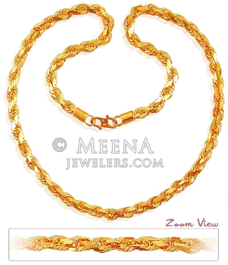 22K Mens Rope Chain (20 Inch) - ChPl18562 - 22K Gold Heavy Rope chain ...