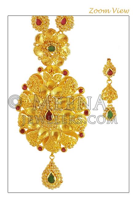 Beautiful 22K Long Patta Haar Set - StLs17602 - 22k Gold Patta Haar ...
