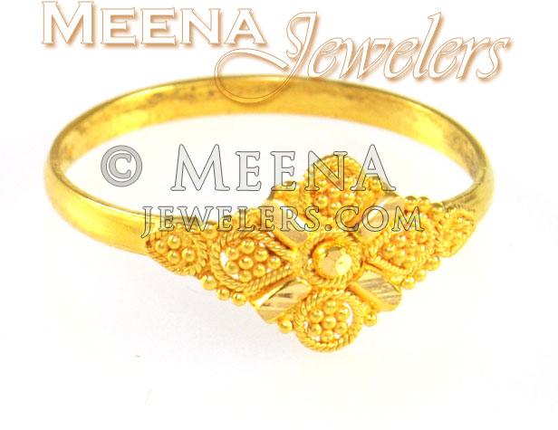 22Kt Gold Baby Ring - BjRi1883 - 22Kt Gold Baby Ring with Filigree design.