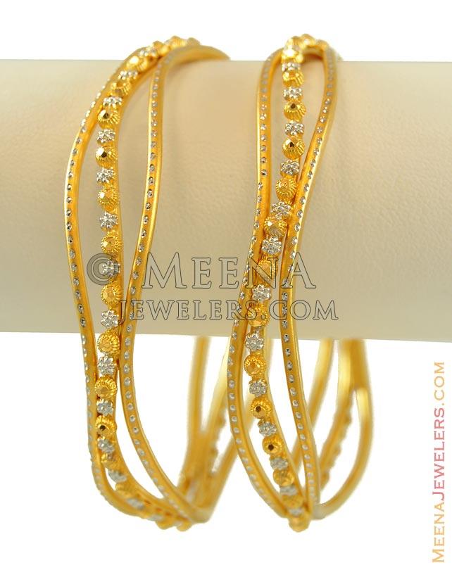 22k Designer Two Tone Bangles - Ba2t9164 - 22k gold bangles (2 pcs ...