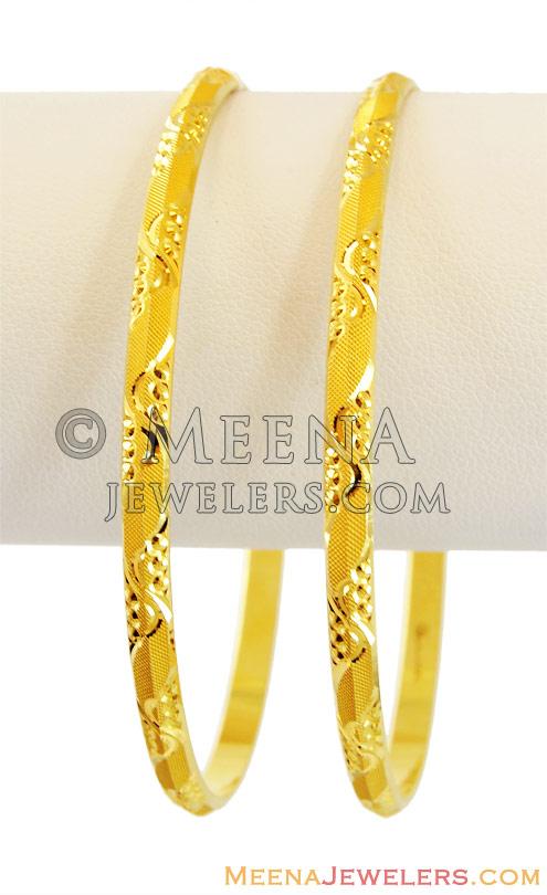 Designer Laser Cut Bangles 22k - BaGo13421 - 22k Gold Bangles (Pair ...