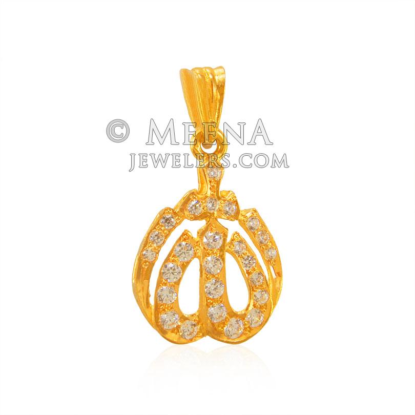 22Karat Gold Allah pendant - PeGa23300 - 22KT Gold Allah pendant ...