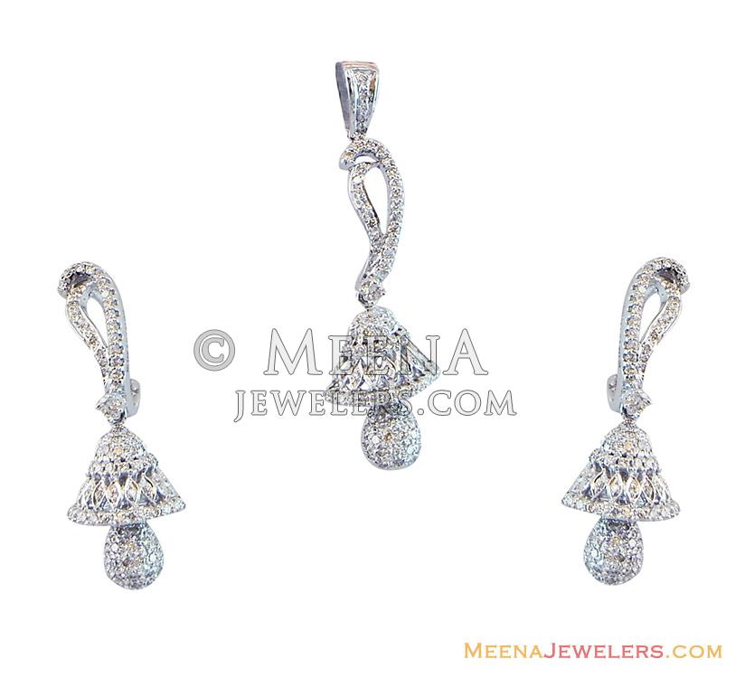 Fancy Diamond Pendant Set - DiPs13022 - 18Kt gold fancy Pendant and ...