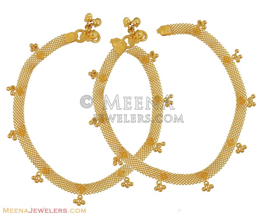 22K Gold Designer Payal ( Pair) - GaPa10732 - 22k gold designer payal ...
