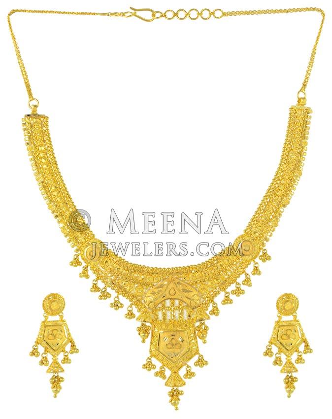 Gold Necklace and Earrings Set (22Kt Gold sets) - StGo2726 - 22Kt Gold ...