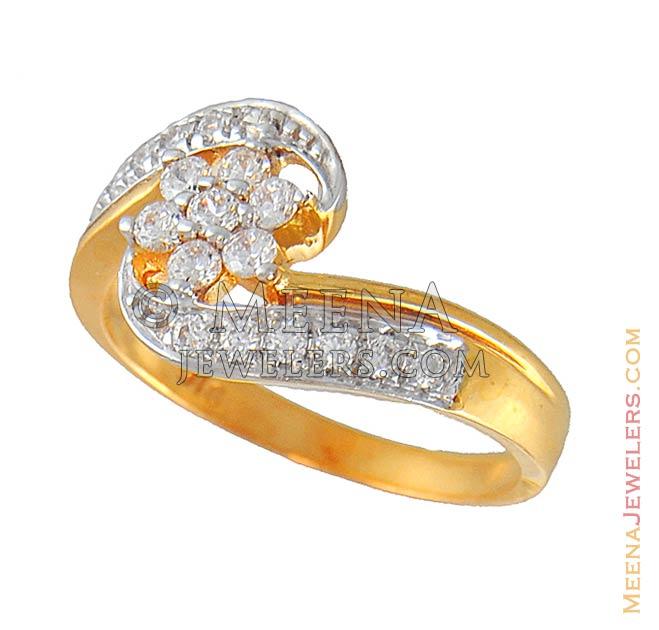 Signity Ring With Two Tone - RiLs4948 - 22kt Gold two tone ring with ...