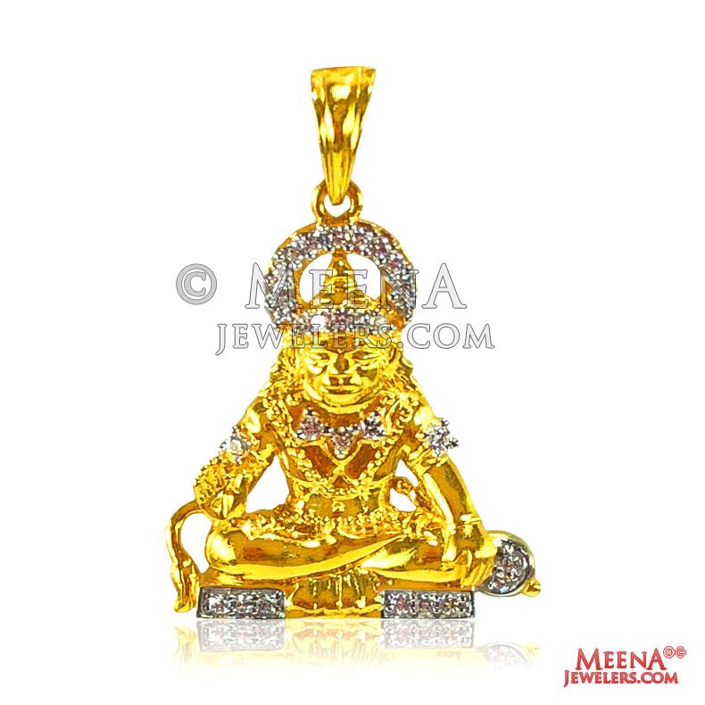 22 Kt Gold Hanuman Pendant - PeSw25027 - US$ 1,971 - 22 Kt Gold Hanuman ...