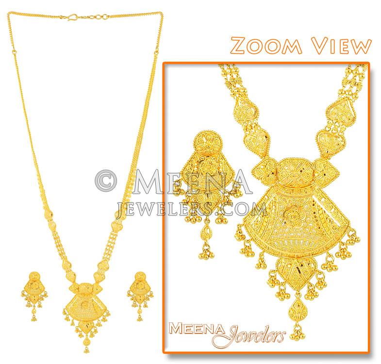 22Karat Gold Bridal Necklace Set - StBr2624 - 22Karat Gold Long Set ...