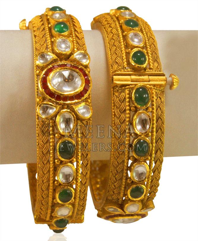 22KT Gold Antique Designer Kada 2Pc - BaAn23371 - 22Karat Gold Antique ... 22KT Gold Antique Designer Kada 2Pc - BaAn23371 - 22Karat Gold Antique ...