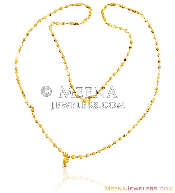 Ladies Long Fancy Chain 22k Gold - chfc15498 - 22K Gold Ladies Long ...