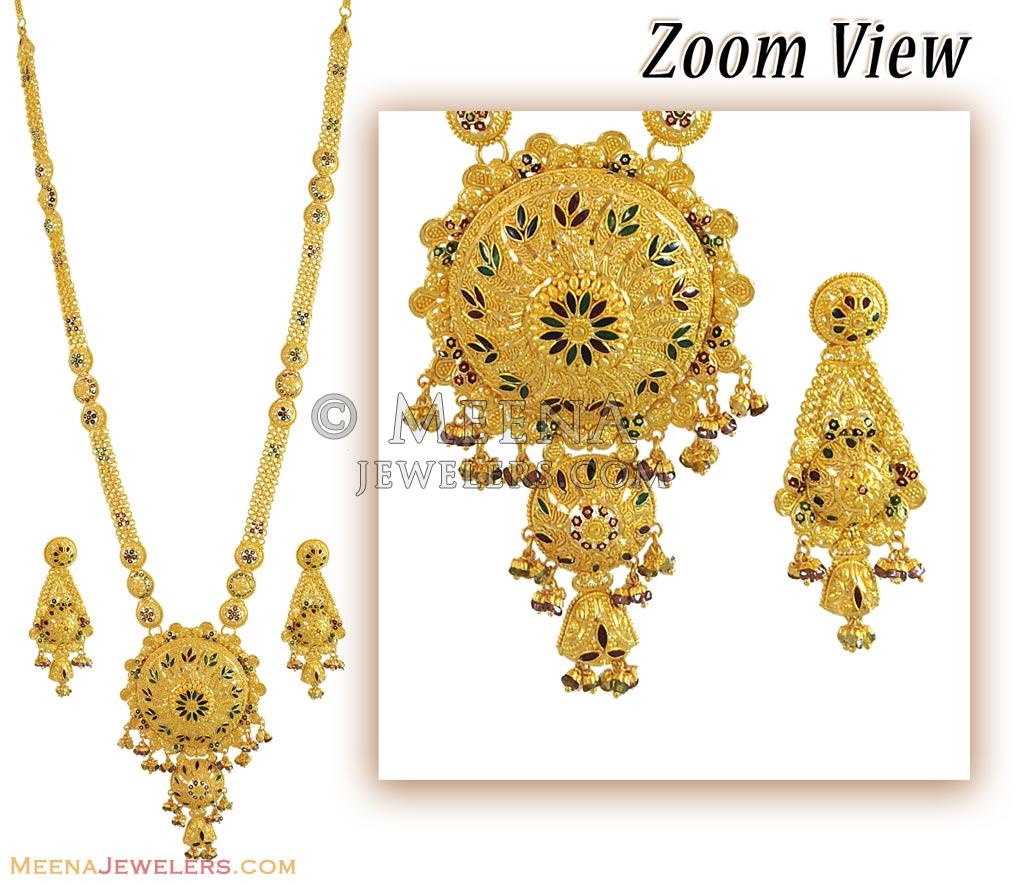 Indian Antique Patta Haar (22Kt) - StBr11000 - 22k gold indian bridal necklace and earrings ...