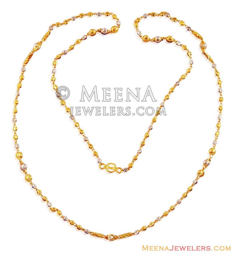 Two Tone Gold Chain(24 Inches) - ChLo16444 - 22K Gold Two Tone ladies ...