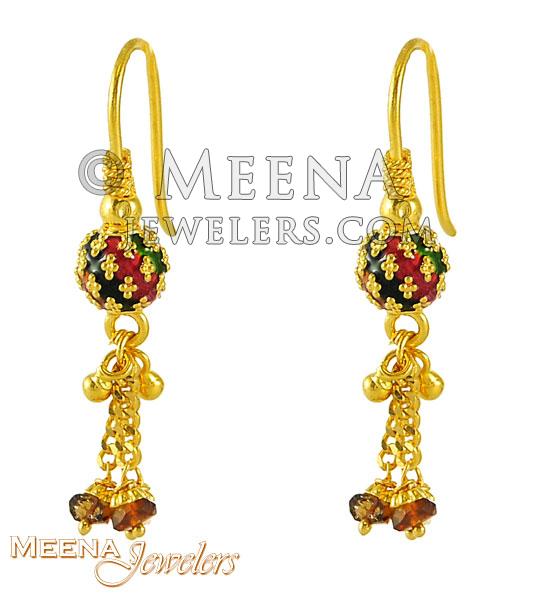 22K Hook Earrings - ErFc3031 - 22K Gold Fancy Earrings (hook style ...