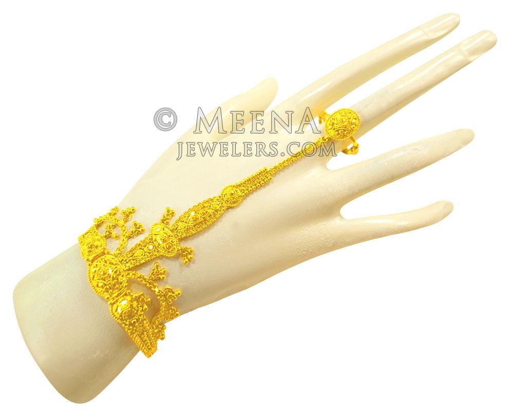 22 Karat Gold Panja Bracelet (1 PC) - BrLa24121 - 22 Karat Gold Panja ...