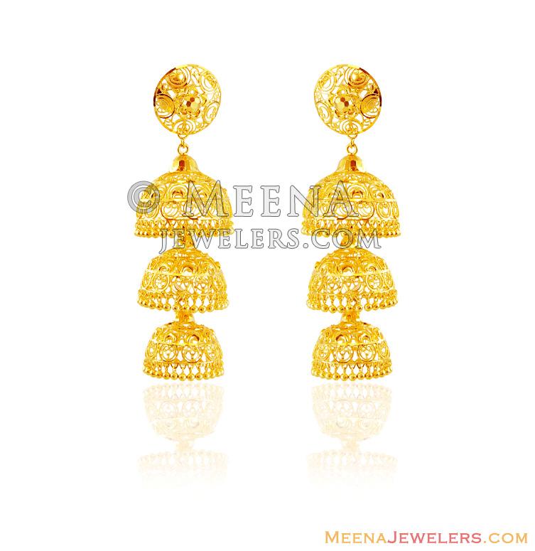 Exclusive 22K Gold Jhumkas - ErEx16049 - 22K Gold Jhumka (Earrings ...