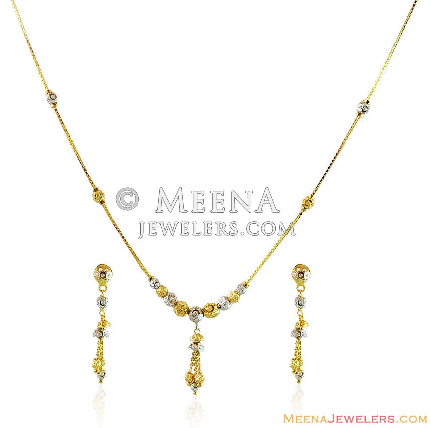 Fancy Gold Balls Necklace Set - StLs15384 - 22K Gold Fancy Necklace Set ...
