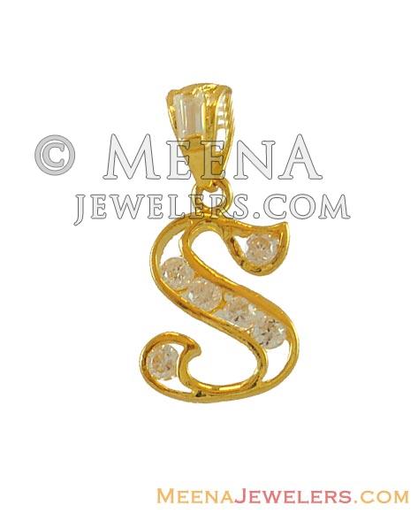 Gold Designer Pendant with Initial(S)(22k) - PeIn7082 - Beautiful ...