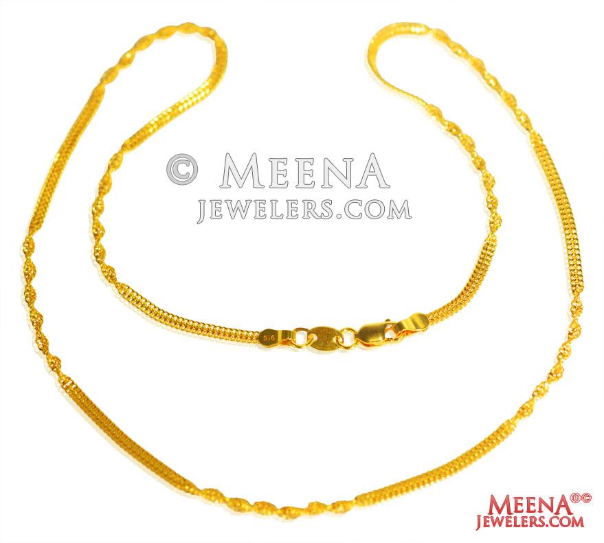 22 Kt Gold Designer Chain - ChPl25753 - US$ 613 - 22 Kt Gold Designer ...