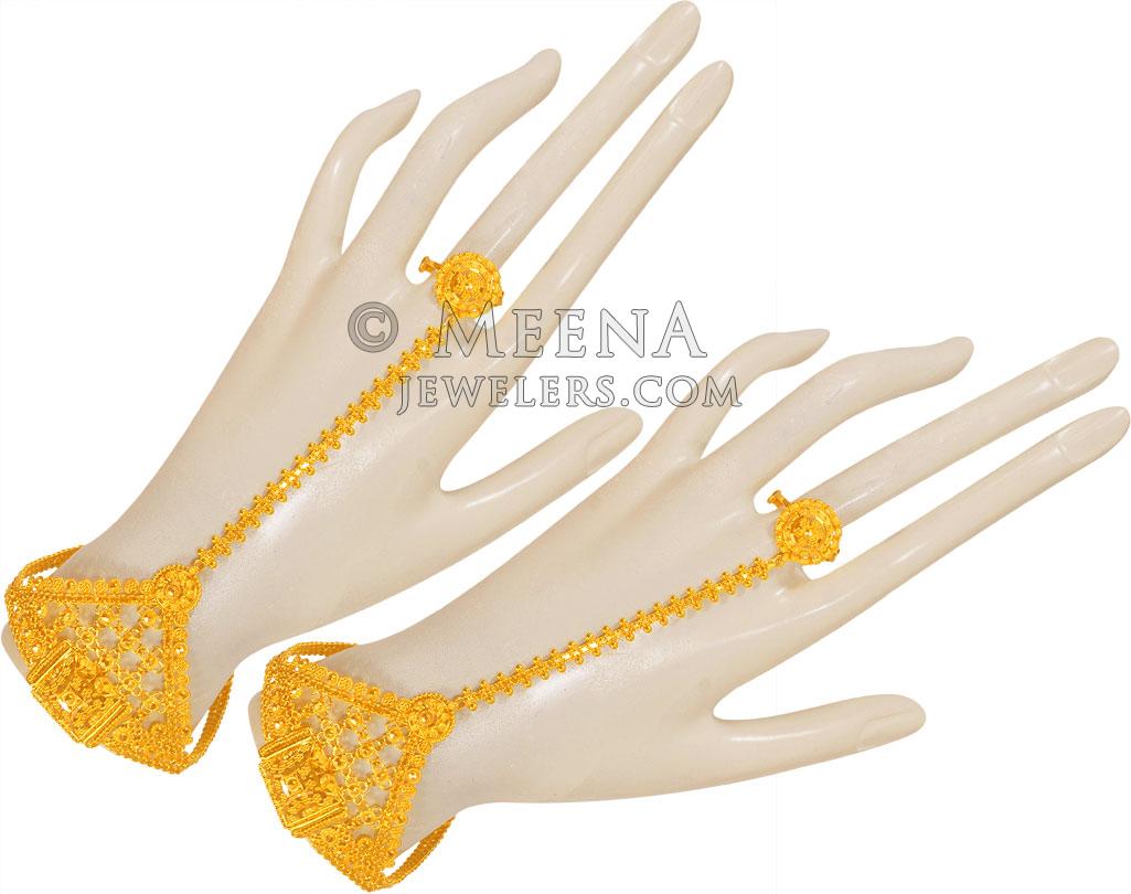 22KT Gold Net Style Panja (2 PC) - BrLa23891 - 22K Gold Designer Net ...