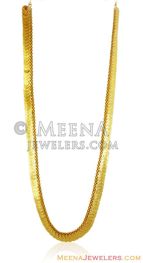 22k Fancy Gold Kasu Mala - StGo14712 - 22k Gold Necklace designed in ...