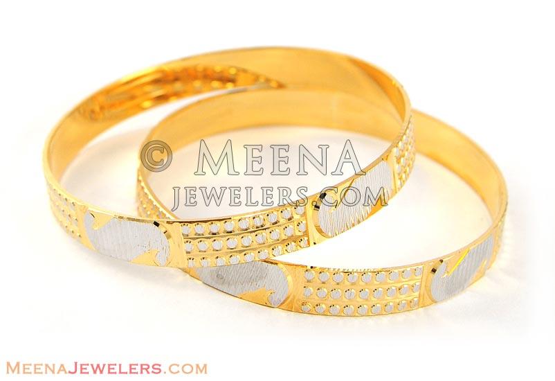 22Kt Gold Laser Bangle - Ba2t5082 - 22Kt Gold Laser Bangle with Rhodium ...