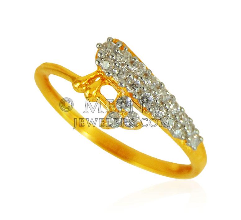22KT Gold Signity Stone Ring - RiLs21725 - 22KT Gold ring for ladies ...