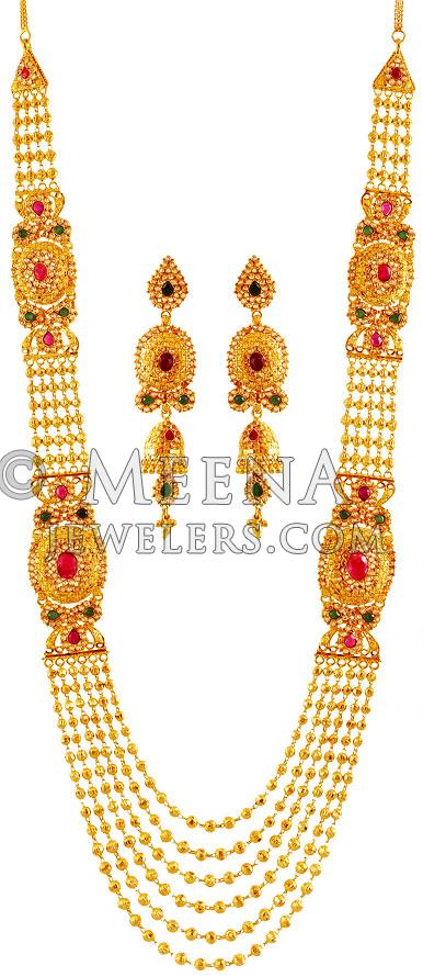 22K Layered Bridal Patta Set - StBr18591 - 22K Gold Exclusively designed layered necklace and ...