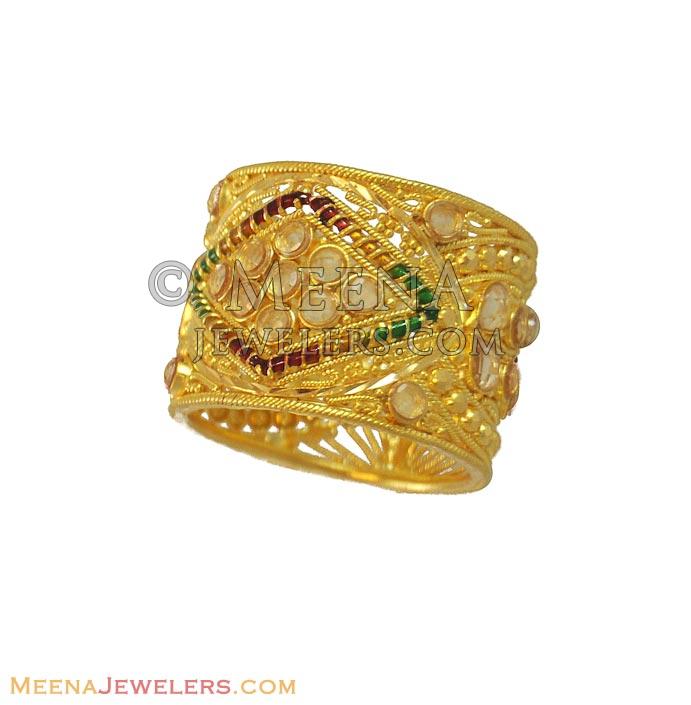 22K Designer Broad Band (ring) - RiLg10592 - 22K gold designer broad ...
