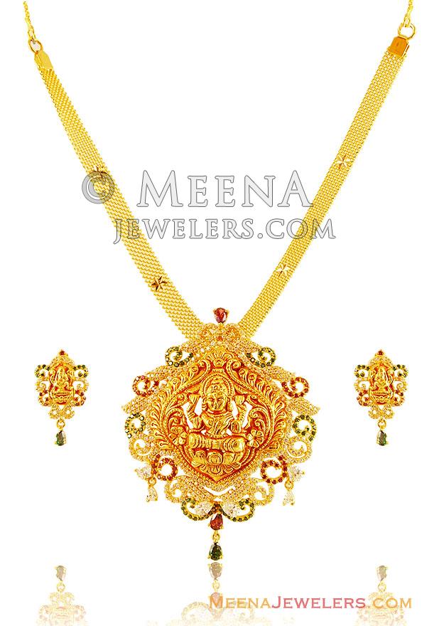 22k Temple Jewelry with Stone - StGd14974 - 22k Gold Fancy Pendant ...