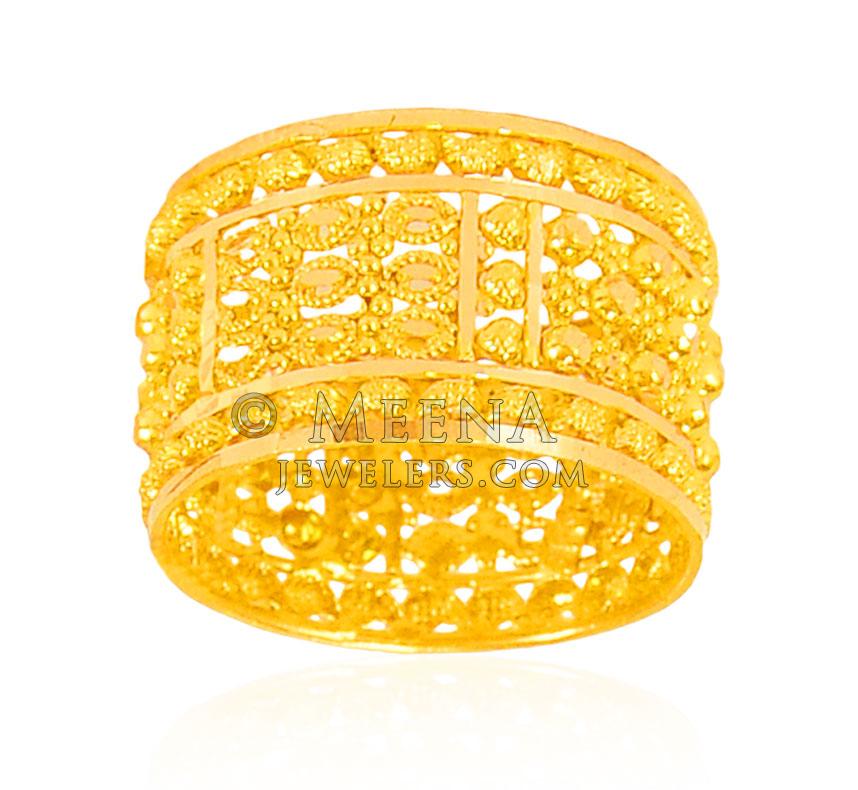 22karat Gold Filigree Band - RiLg23942 - 22K Gold band for ladies. Band ...