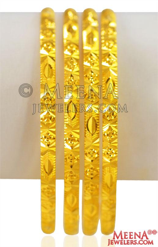 22 Karat Gold Bangles Set (4 PCs) - BaGo25937 - 22 karat Gold Bangle ...