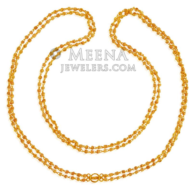 22Kt Gold White layered Tulsi chain - ChLo21647 - 22K Gold Tulsi mala ...